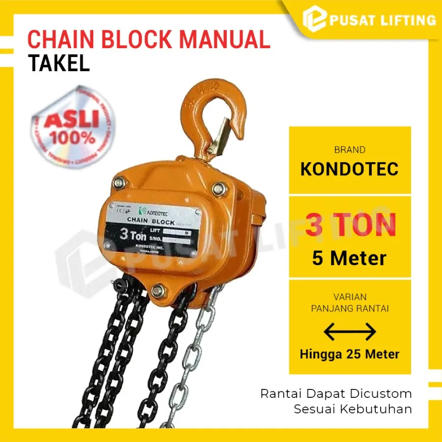 Chain Block Kondotec Single Chain 3 Ton 6 Meter